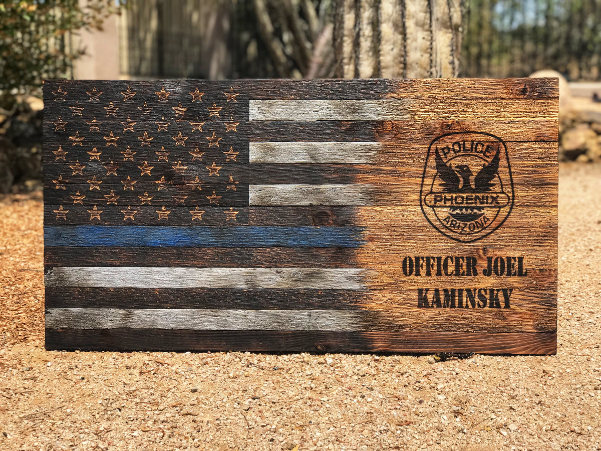 Custom Blue Line Flag – ARIZONA BURNT